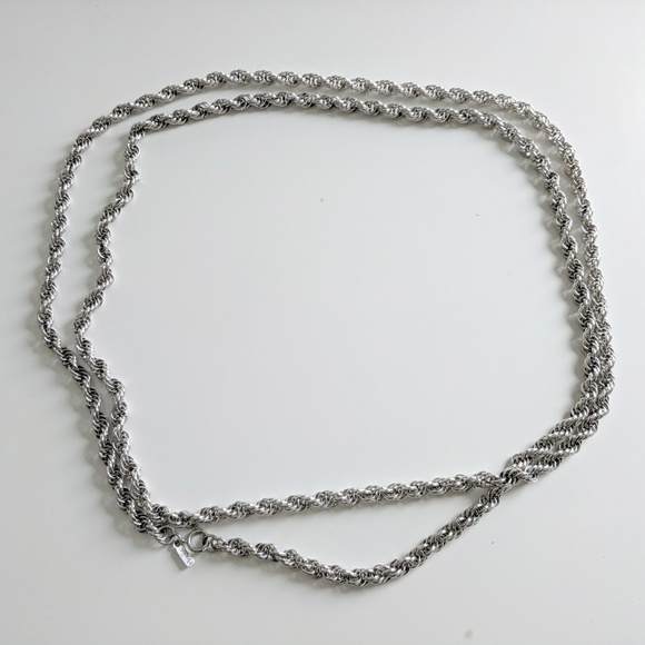 Monet | Jewelry | Monet Long Wrap Twisted Silver Chain Necklace | Poshmark